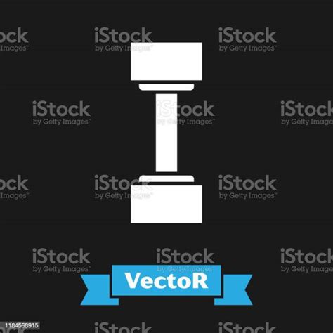 검은 색 배경에 격리 된 흰색 아령 아이콘입니다 근육 리프팅 아이콘 피트니스 바벨 체육관 아이콘 스포츠 장비 기호 운동 범벨 벡터 일러스트레이션 강철에 대한 스톡 벡터 아트