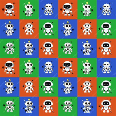 Premium Vector Cute Robot Seamless Pattern Chat Bot Mascot Ai Symbol Artificial Intelligence