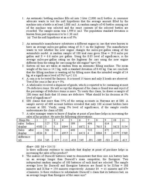 Excercise On T And Z Tests Pdf Null Hypothesis Statistical Significance