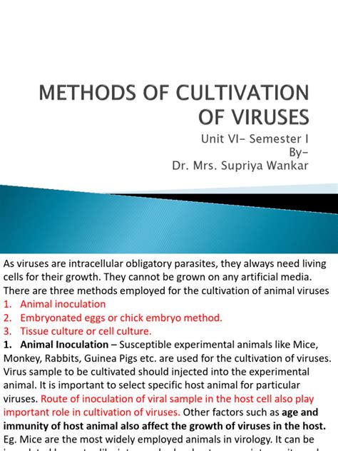 Methods Of Cultivation Of Viruses Converted Dr Wankar Pdf Cell