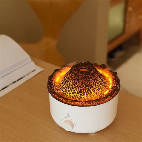 New Arrival 500ml Mist Maker Aroma Diffuser Fire Cool Mist 3d Volcanic