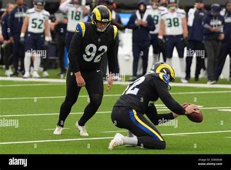 Los Angeles Rams Kicker Harrison Mevis Kicks A Field Goal During The