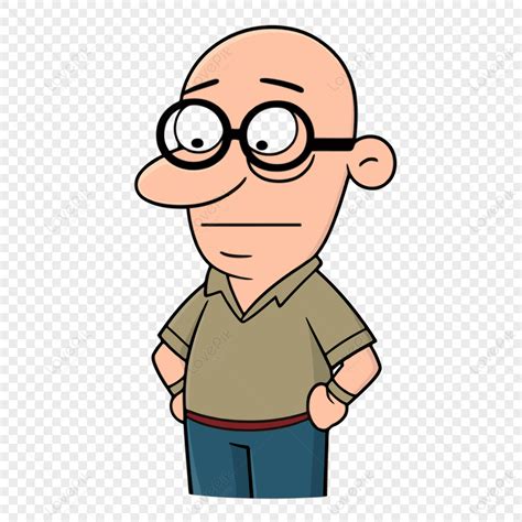 바지 한 켤레 동안 그의 손을 잡고 안경에 대머리 클립 아트 만화 캐릭터 벡터 노골적인 Png 일러스트 무료 다운로드 Lovepik