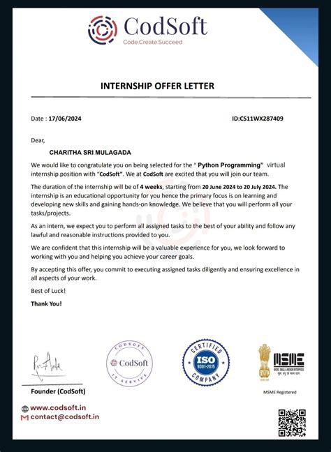 Charitha Sri Mulagada On Linkedin Python Codsoft Programming Coding Internship