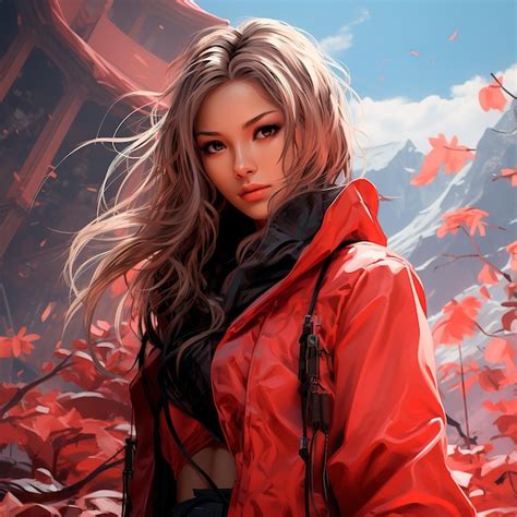 Premium Ai Image Anime Girl Young Ninja Girl On Japan Monument Background