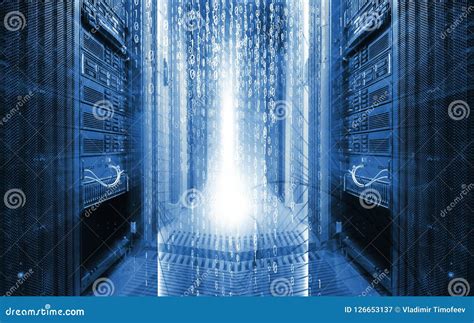server room with programming data design element concept of big data
