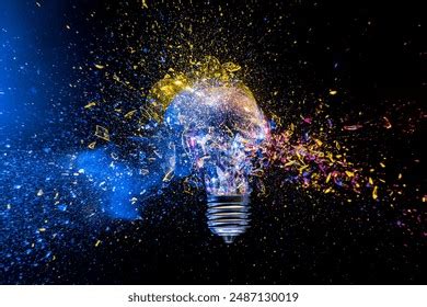 Light Bulb Exploding Colorful Powder On Stock Photo 2470401059 Shutterstock