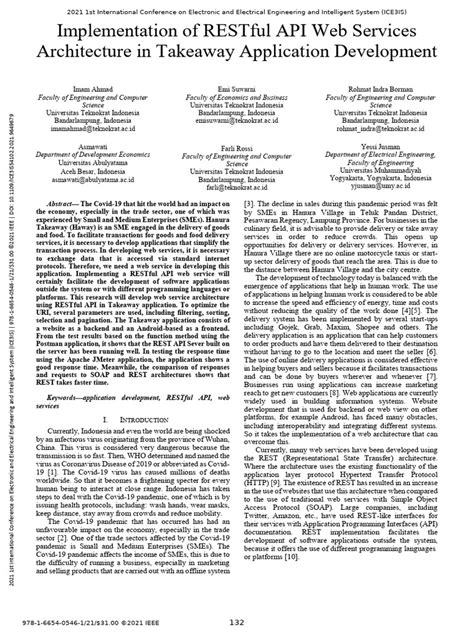 Implementation Of Restful Api Web Services Architecture In Takeaway Application Development