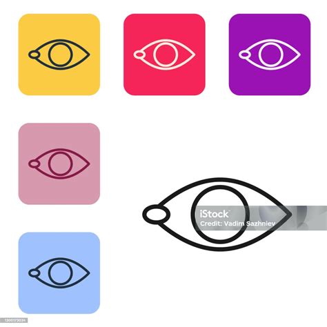 흰색 배경에 격리 된 검은 줄 실명 아이콘 블라인드 사인 색상 정사각형 단추로 아이콘을 설정합니다 벡터 개념에 대한 스톡 벡터