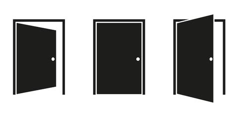문이 열리고 닫힌 문 벡터 일러스트 프리미엄 벡터