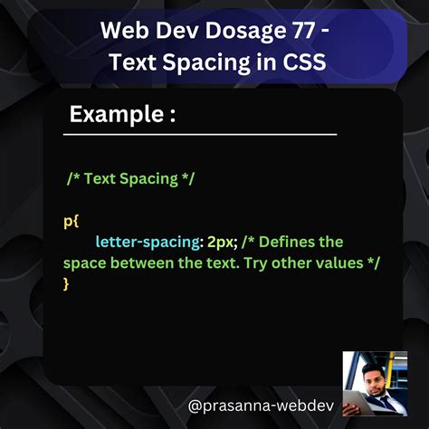 Web Dev Dosage 77 Perfect Text Spacing In Css 🚀🌐 Prasanna D Posted Web Dev Dosage 77 Perfect Text Spacing In Css 🚀🌐 Prasanna D Posted
