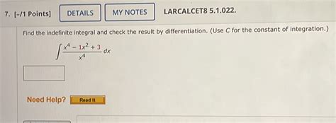Solved 7 [ 1 Points] Details My Notes Larcalcet8 5 1 022 Find The