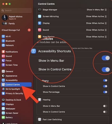 Show Accessibility Shortcuts In Menu Bar And Control Center On Mac