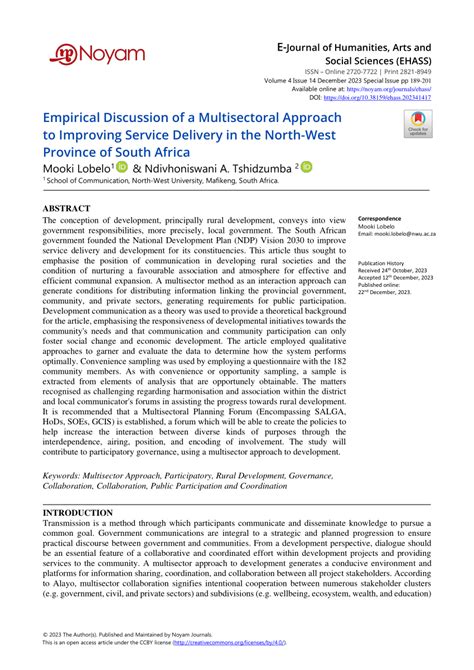 Pdf Empirical Discussion Of A Multisectoral Approach To Improving