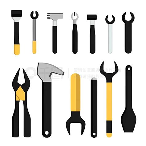 工具排列ai数字艺术 Tools简约风黑色黄色白色工具排列插画 Ai平面元素免费下载png格式4096像素编号71757237 千图网