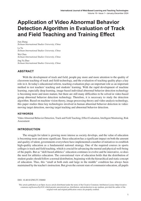 Pdf Application Of Video Abnormal Behavior Detection Algorithm In
