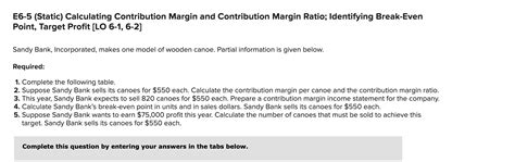 Solved E6 5 Static Calculating Contribution Margin And