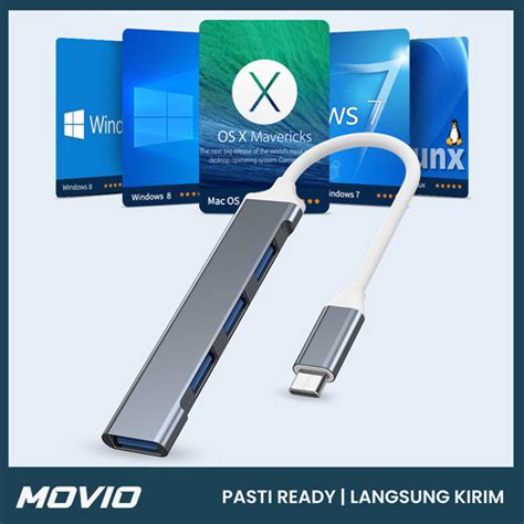 Promo Movio Usb Hub Aluminium Converter Type C To Promo Silver Jakarta Barat