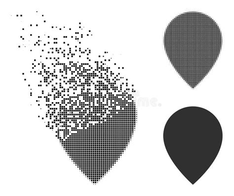 Dissolved Pixel And Original Map Marker Icon Stock Vector