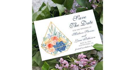 Elegant Pretty Floral Succulent Macaron Save The Date Zazzle