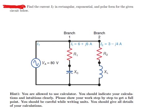 Solved Find The Current It In Rectangular Exponential And