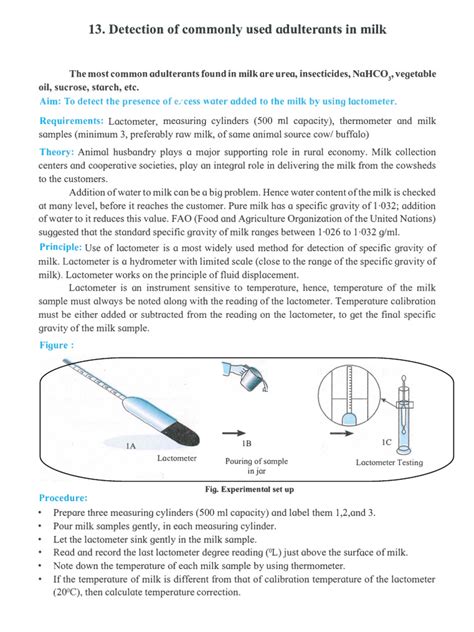 Pra13 Detection Of Commonly Used Adulterants In Milk Pdf Metrology