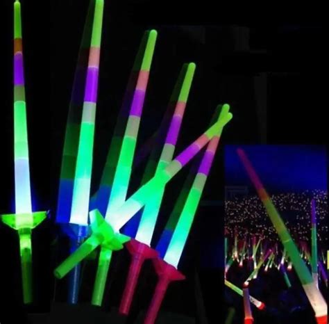 Light Up Sword Extendable Laser Sabers Toys Flashing Wands Led Sticks