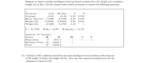 Solved Suppose We Want To Predict Intelligence Level