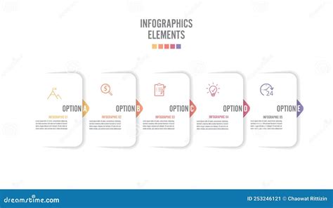 Five Paper White Overlapping Arrows Placed In Horizontal Row Concept Of 5 Successive For