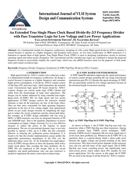 Pdf An Extended True Single Phase Clock Based Divide By 23 Frequency Divider With Pass