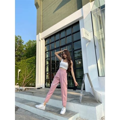 ขายดีพร้อมส่ง กางเกงทำงานใส่สบายมาก ผ้าไมโคร ทรงบอย8ส่วน Catshop Thaipick