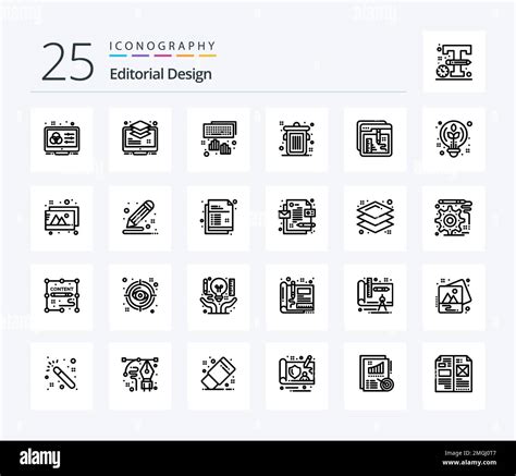editorial design 25 line icon pack including browser editorial buffer can programming stock