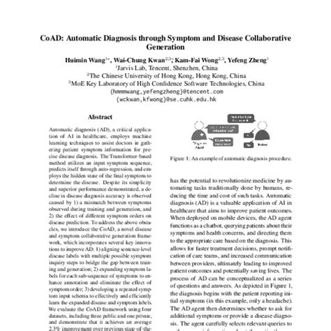 Coad Automatic Diagnosis Through Symptom And Disease Collaborative Generation Acl Anthology