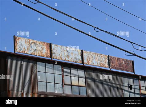 Long Beach California Oct Faded And Rusty Sign On The