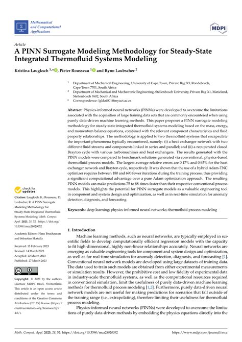 PDF A PINN Surrogate Modeling Methodology For Steady State Integrated Thermofluid Systems Modeling