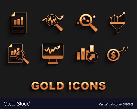 Set Monitor With Graph Chart Sales Funnel Vector Image