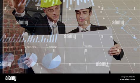 Image Of Financial Data Processing Over Diverse Architects With Plans