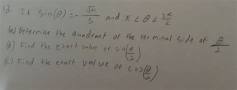 Solved If Sin Theta Squareroot 4 5 And Pi