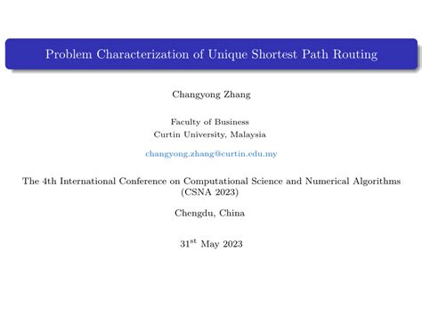 Pdf Problem Characterization Of Unique Shortest Path Routing