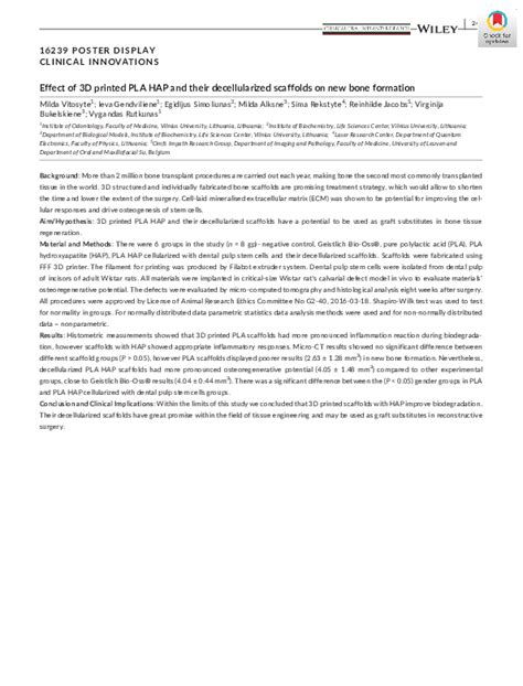 Pdf Effect Of 3d Printed Pla Hap And Their Decellularized Scaffolds On New Bone Formation