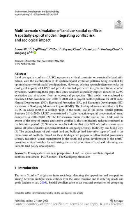 Pdf Multi Scenario Simulation Of Land Use Spatial Conflicts A