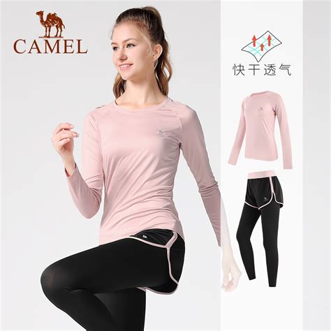 骆驼瑜伽服女夏季运动服套装薄款晨跑步衣服短袖健身房健身服长袖