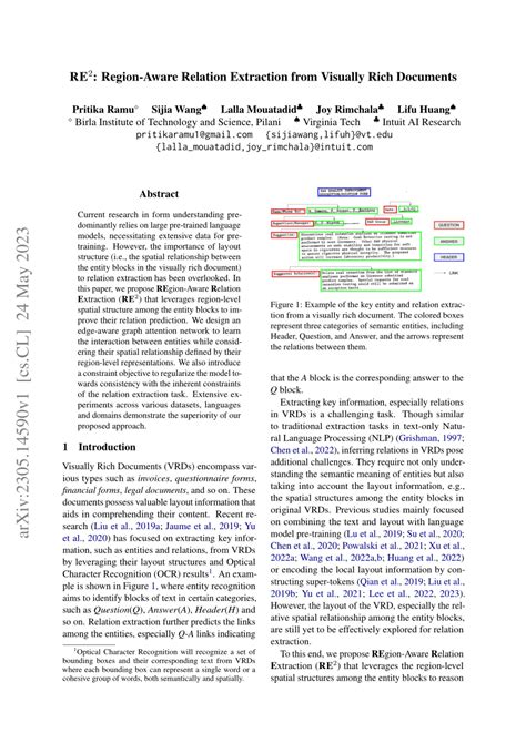 Pdf Re 2 Region Aware Relation Extraction From Visually Rich Documents