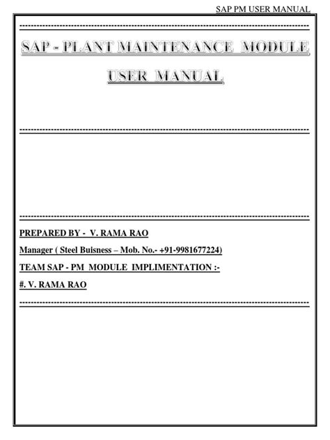 Sap Pm Module User Manual Pdf Engineering Computing And