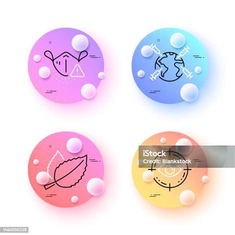 세계 예방 접종 의료 마스크 및 눈 대상 최소 라인 아이콘 웹 응용 프로그램 인쇄용 벡터 3차원 형태에 대한 스톡 벡터 아트 및