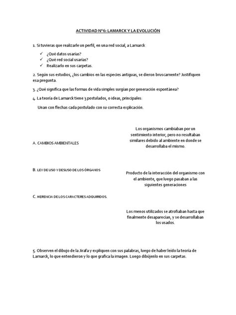 Teoría De Lamarck Pdf