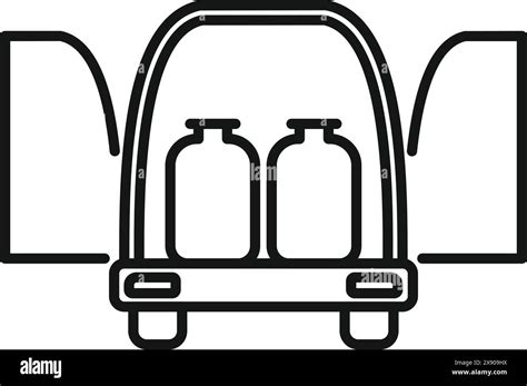 A Stylized Line Art Icon Featuring A Truck Carrying Milk Bottles Ideal