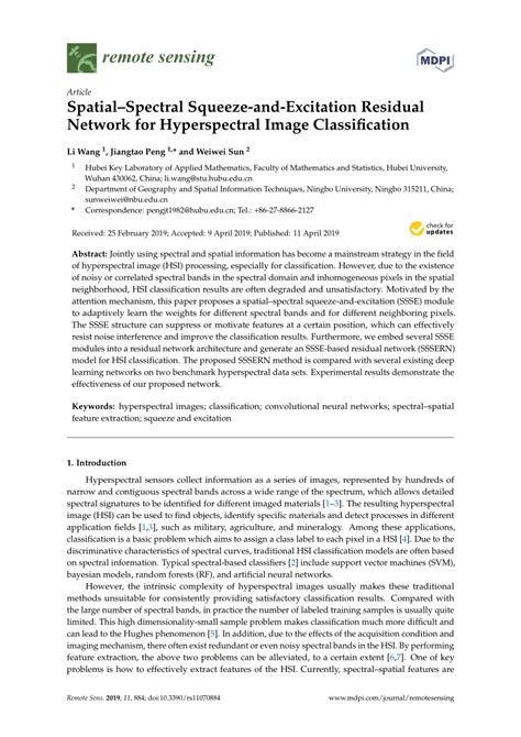 Pdf Spatialspectral Squeeze And Excitation Residual Network For