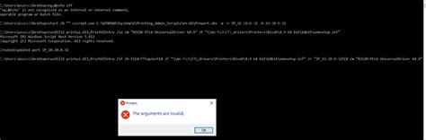 Trying To Add Printer Using Tcpip With Script Running Into Invalid