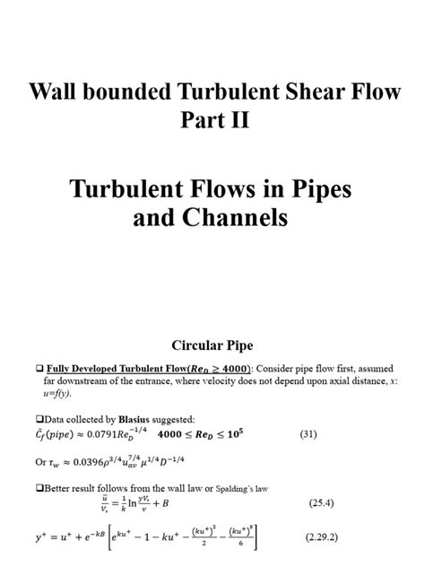 Wall Bounded Turbulent Part 2 Pdf Fluid Dynamics Reynolds Number